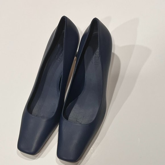 M. Gemi | Shoes | M Gemi High Heels Blue Leather Square Toe | Poshmark